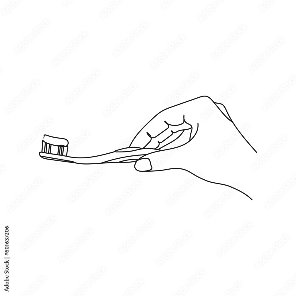 Hand holding a toothbrush with toothpaste. Cleaning the oral cavity ...