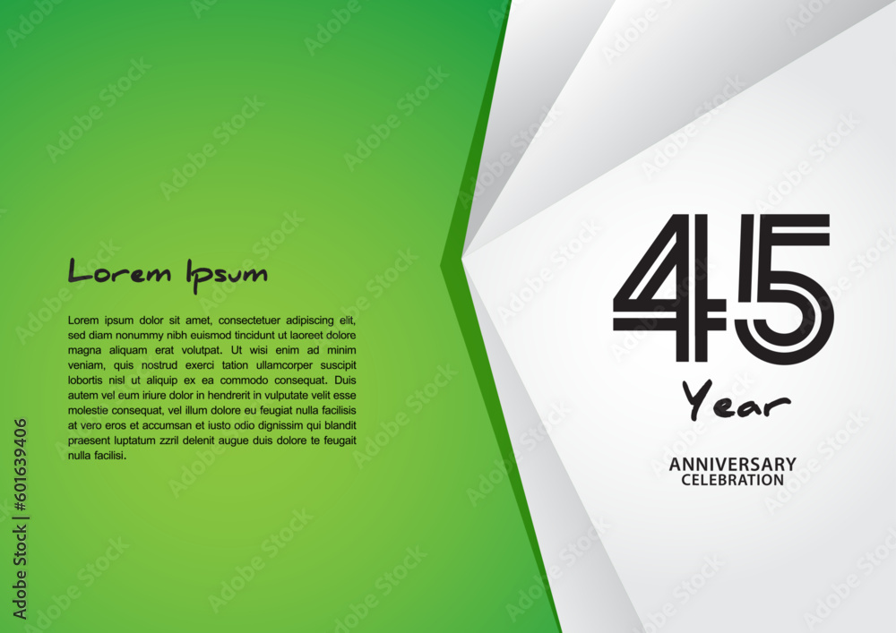 45 year anniversary celebration logotype on green background for poster ...