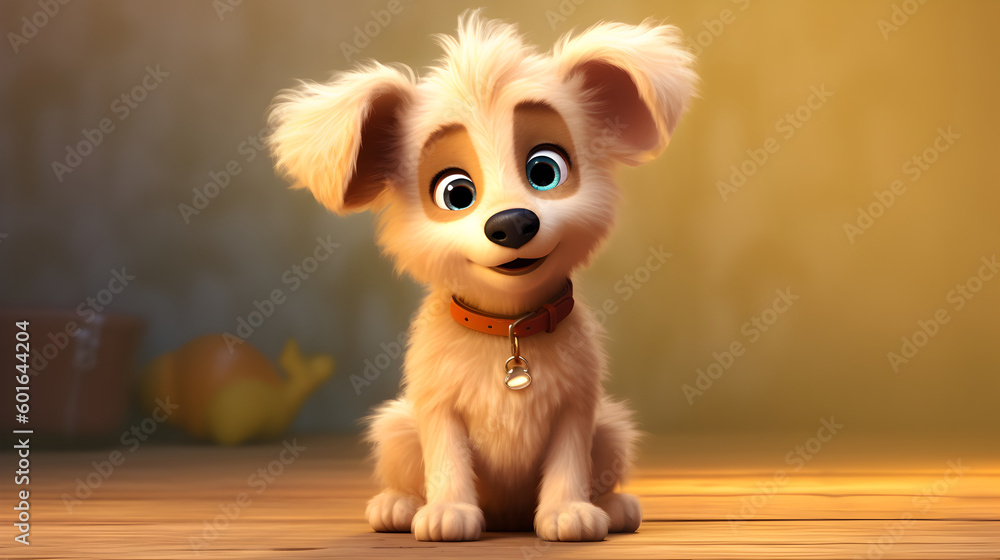 super cute little [dog breed] rendered in the style of pixar cartoon ...