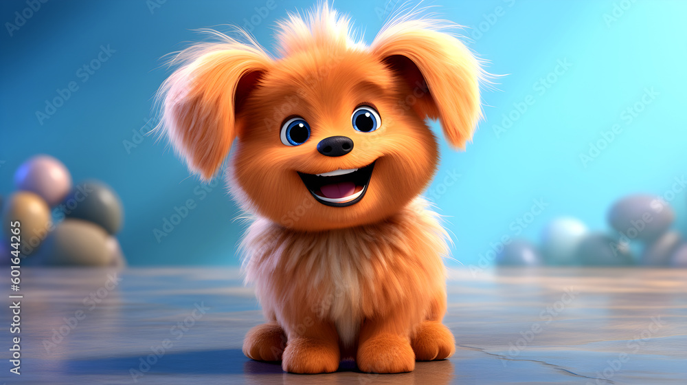 super cute little [dog breed] rendered in the style of pixar cartoon ...