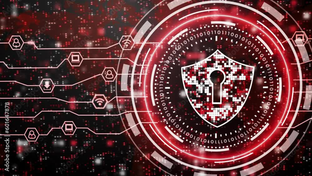 Network data protection cyber security lock shield. Motion graphics ...