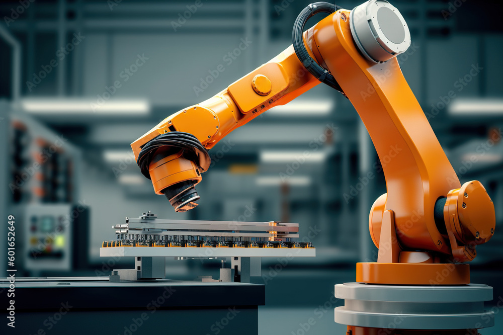 Smart Industrial Automation: Advanced Robotic Arm in Modern Factory ...