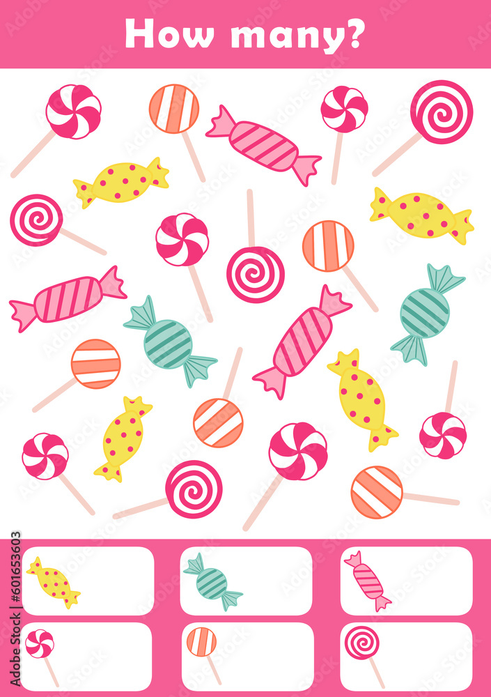 Counting children game cartoon. I spy game for toddlers. Find and count ...