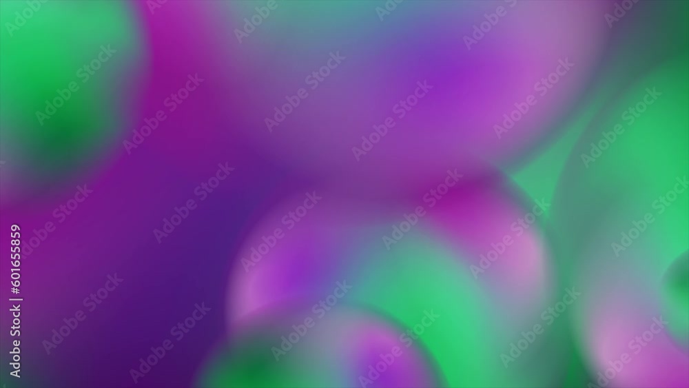 Colorful green violet holographic 3d blurred sphere balls. Abstract ...