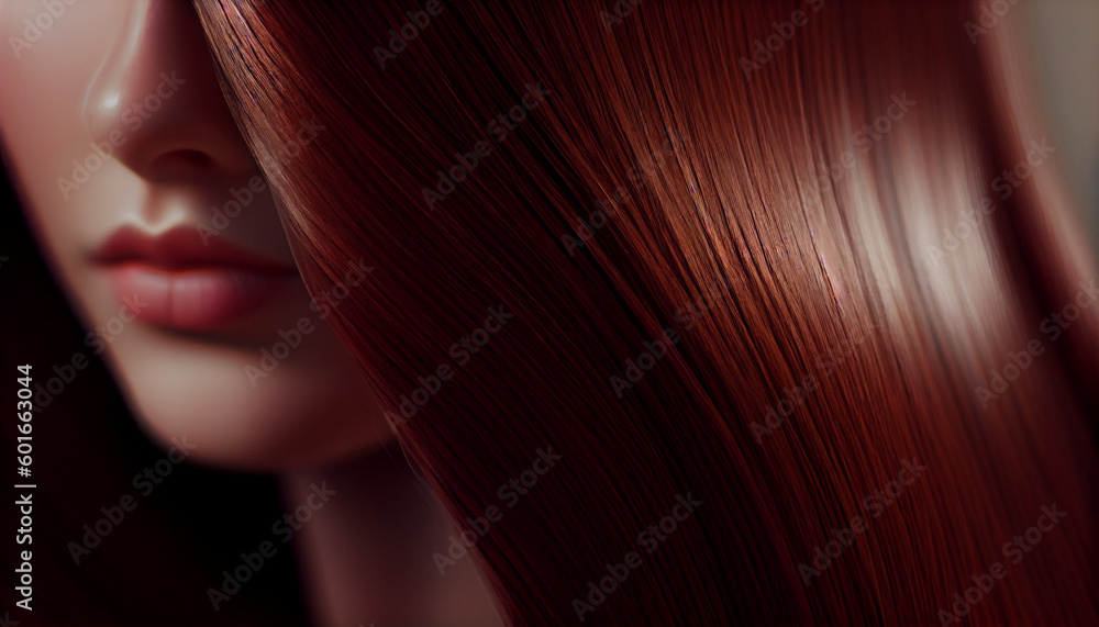 Perfect, healthy and shiny hair in the focus of a portrait. Perfect for ...