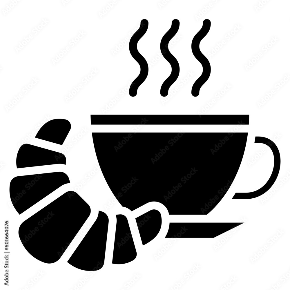 croissant, coffee, tea, breakfast food courts vector icons for web ...
