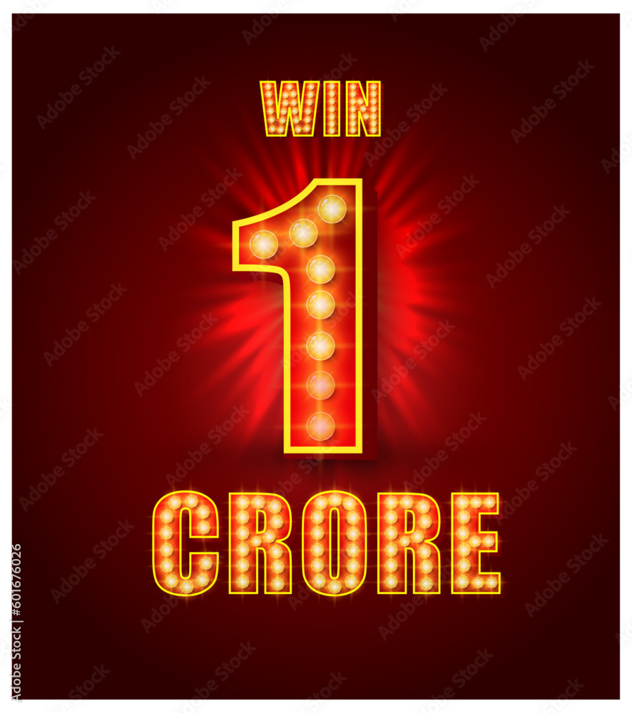 WIN 1 Crore, 3D Rendered Background Red Template Vector Stock Vector ...