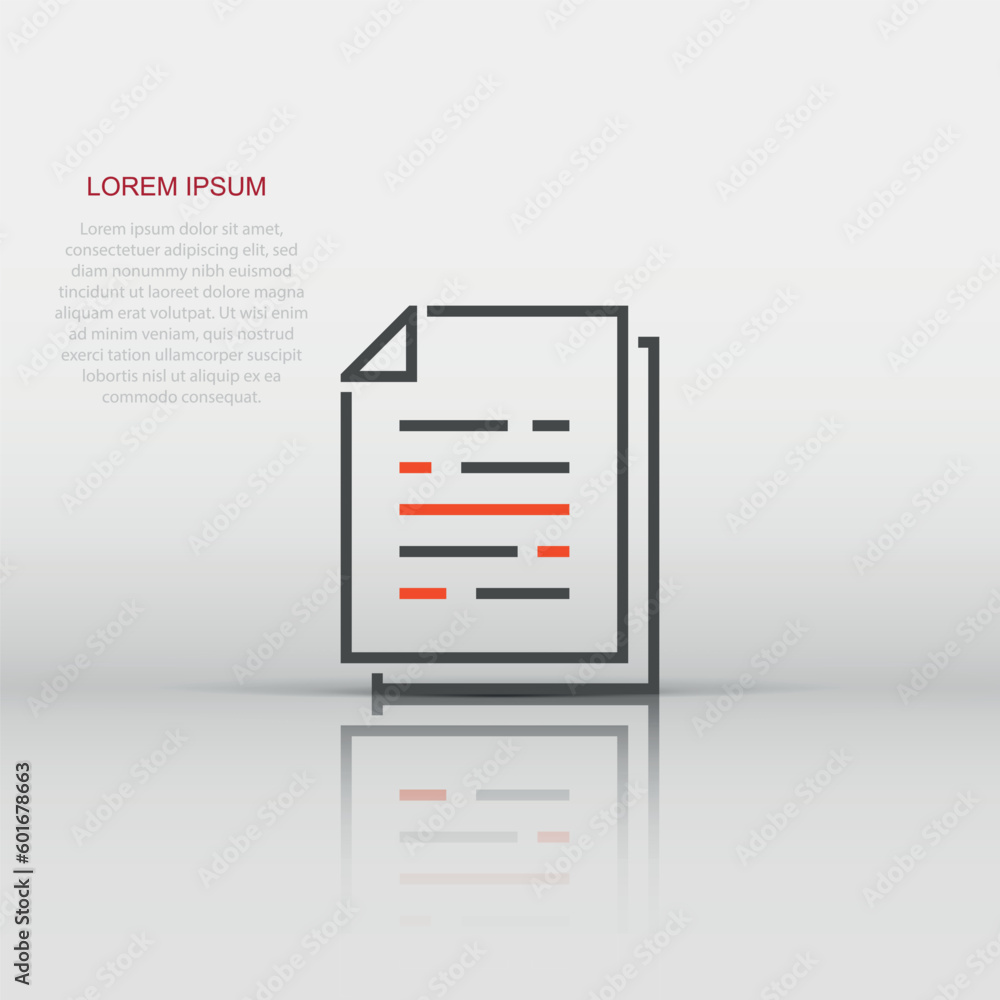 Document paper icon in flat style. Terms sheet illustration on white ...
