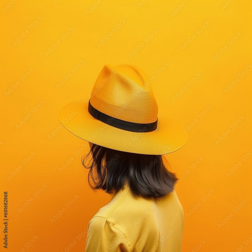 Unrecognizable woman wearing a hat. Playful woman covering face with ...