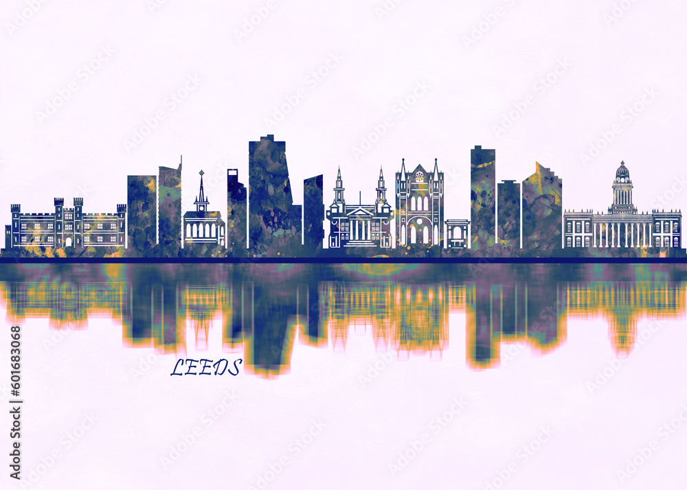 Leeds Skyline. Cityscape Skyscraper Buildings Landscape City Background ...