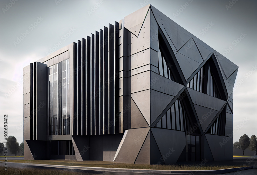 An innovative office building with a facade made of a high-tech ...