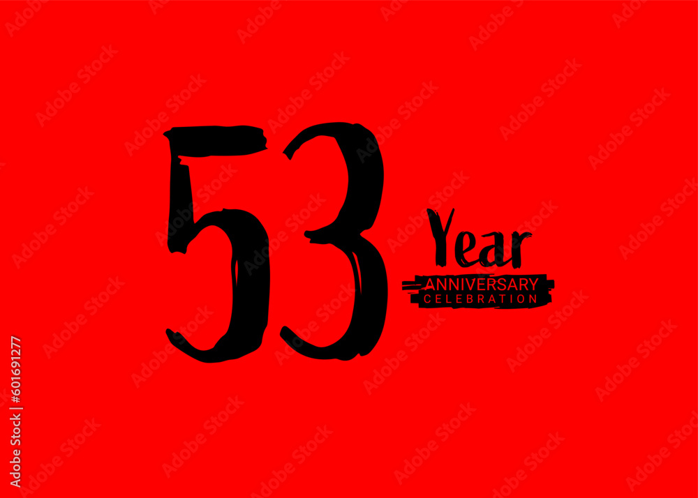 53 Years Anniversary Celebration logo on red background, 53 number logo ...