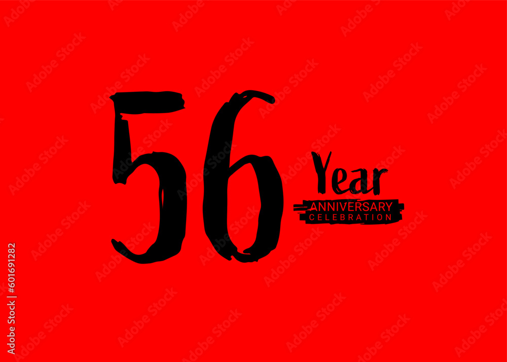 56 Years Anniversary Celebration logo on red background, 56 number logo ...