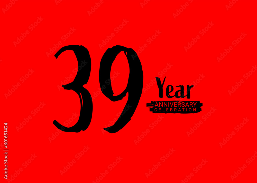 39 Years Anniversary Celebration logo on red background, 39 number logo ...