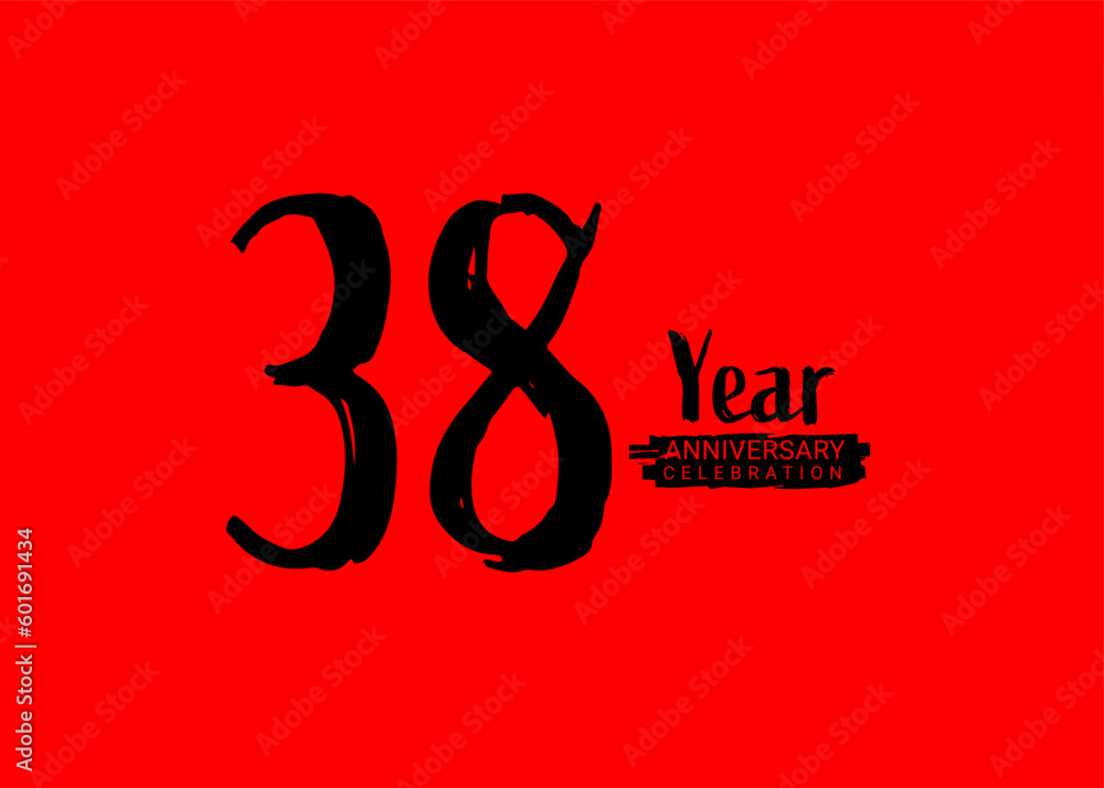 38 Years Anniversary Celebration logo on red background, 38 number logo ...