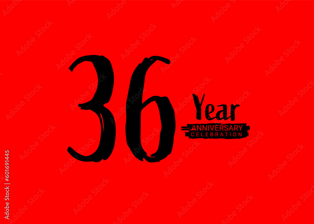 36 Years Anniversary Celebration logo on red background, 36 number logo ...