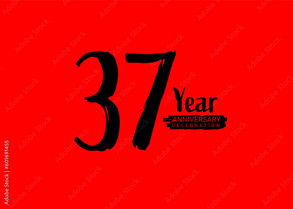 37 Years Anniversary Celebration logo on red background, 37 number logo ...