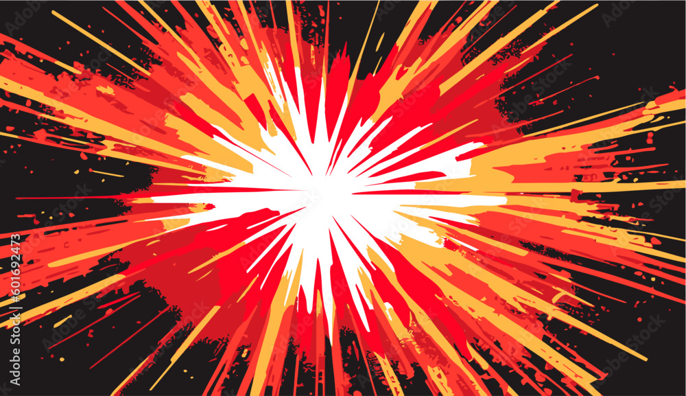 Yellow-red-black background with explosion force lines. Stock Vector ...
