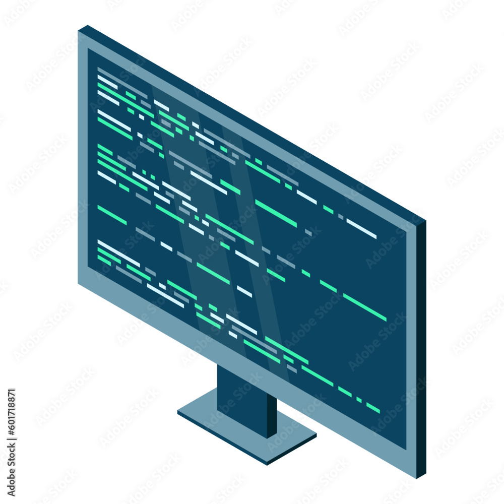 Isometric monitor. Computer monitor isometric desktop. Modern monitor ...