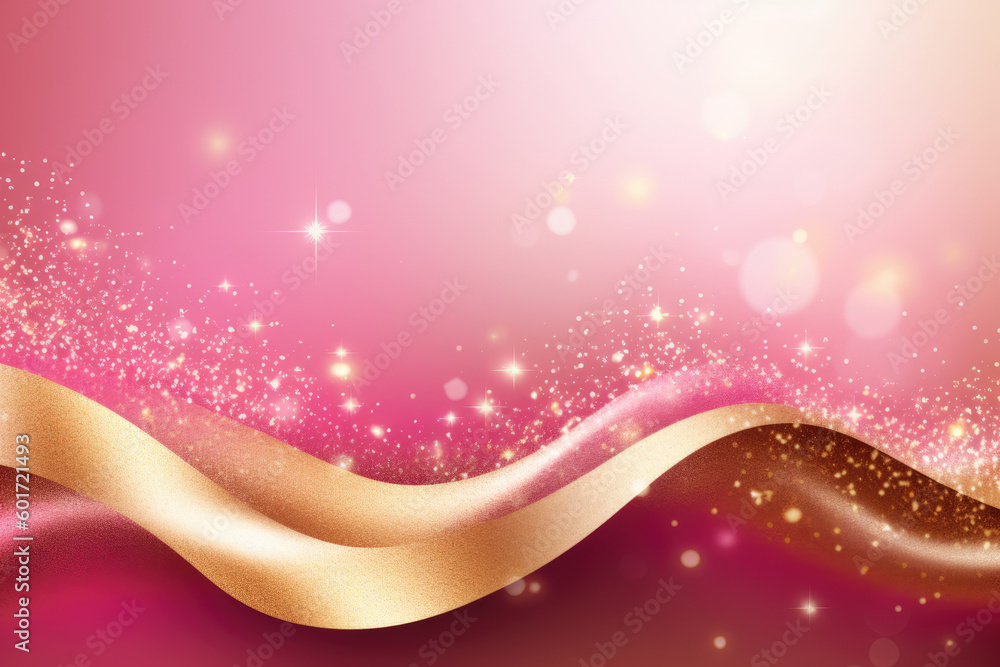 Pink and gold background, waves and sparkles Generative AI Stock ...