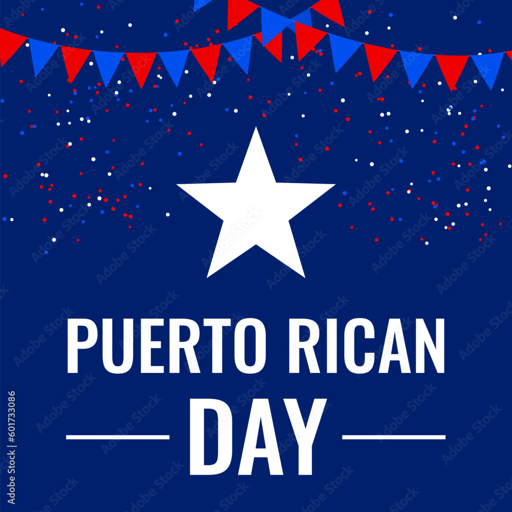 Puerto Rican Day banner. National holiday celebrated on second Sunday ...