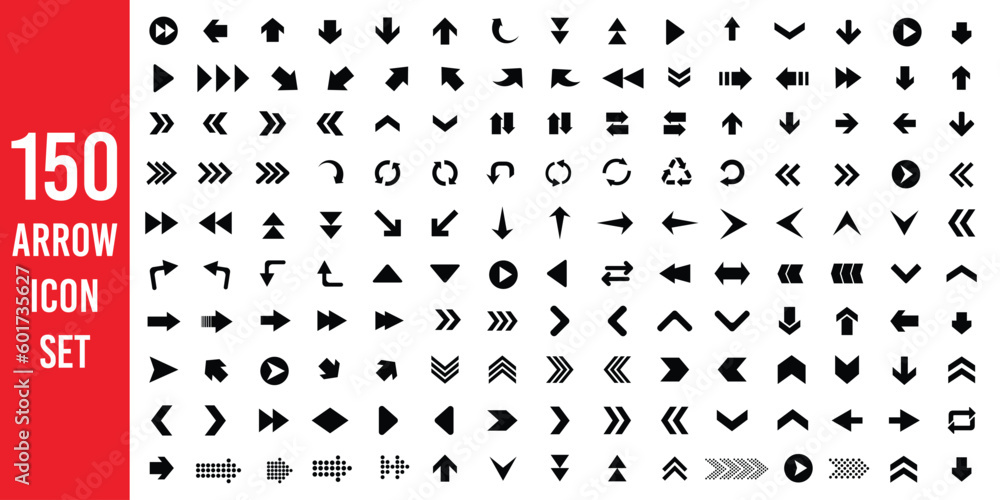 Set 150 arrow icons. Arrow icons. Mega set of vector arrows. Arrows big ...