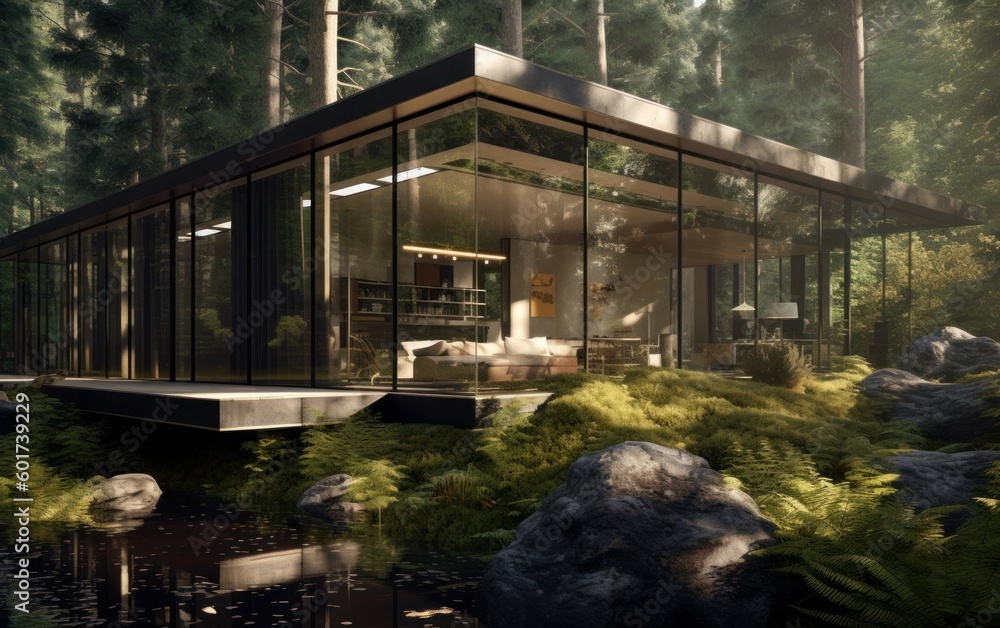Conceptual modern glasshouse home exterior design. Contemporary glass ...