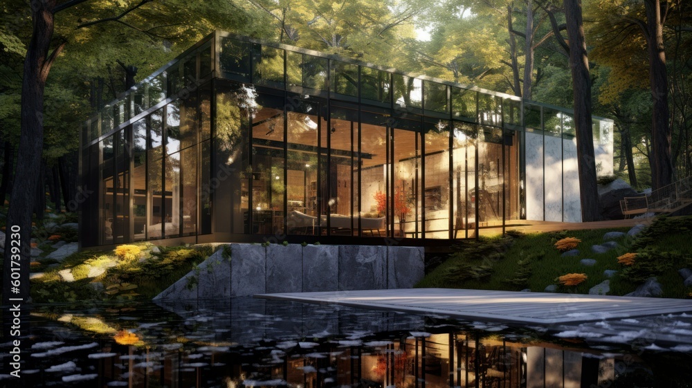 Conceptual modern glasshouse home exterior design. Contemporary glass ...