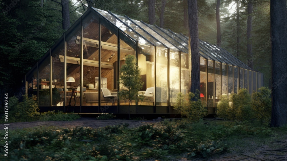 Conceptual modern glasshouse home exterior design. Contemporary glass ...