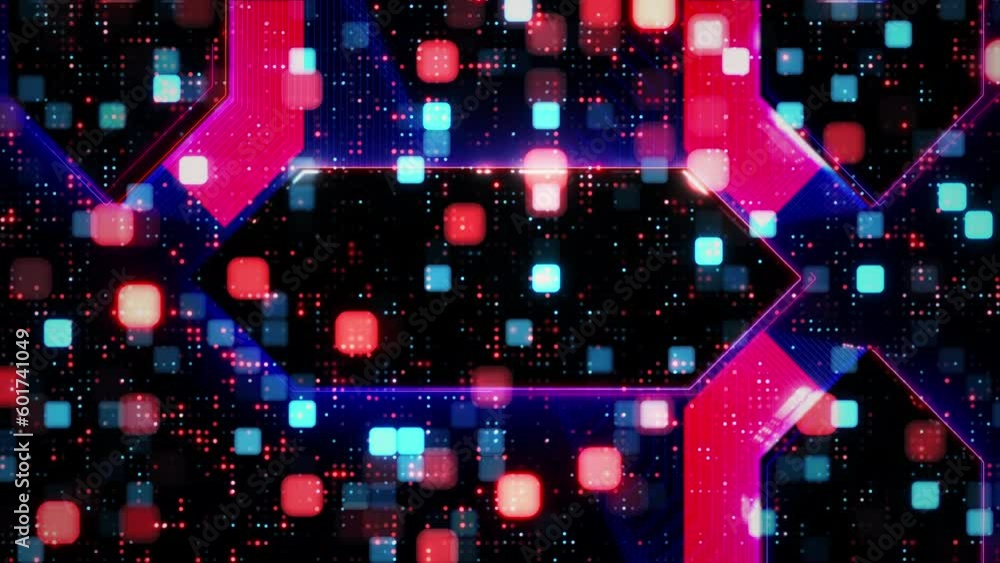 Five seconds Countdown Timer with orange blue digital technology animation abstract background ...