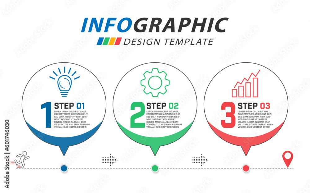 Timeline creator infographic template. 3 Step timeline journey, calendar Flat simple ...