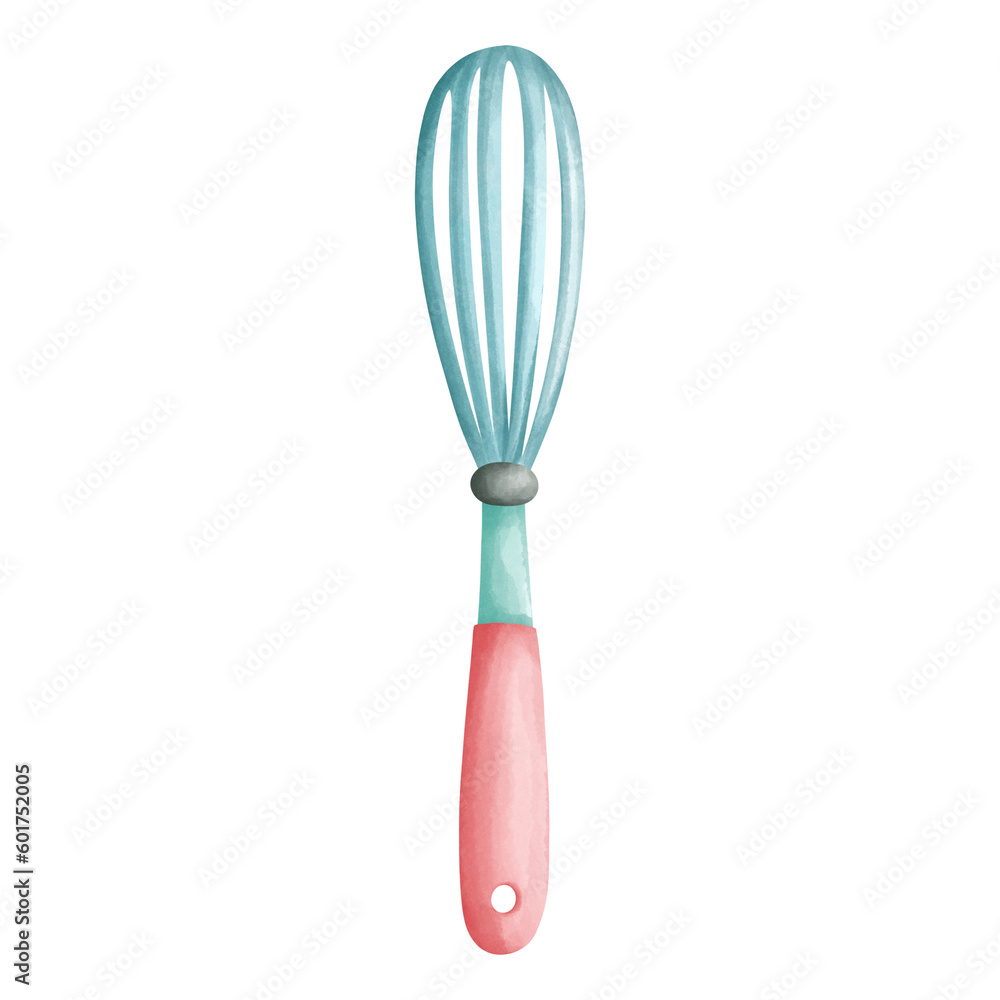Watercolor Whisk Sign Emoji Icon Illustration in pink mint colors ...