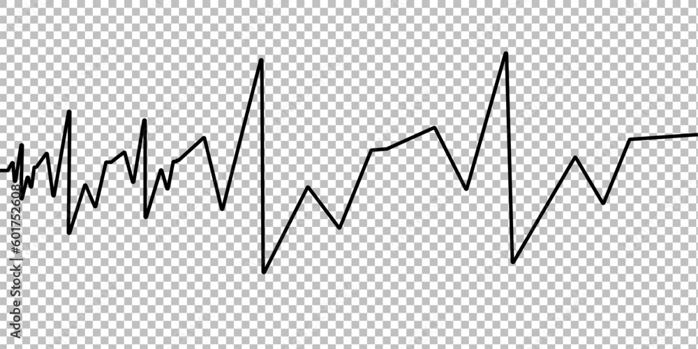 Medical electrocardiogram wave, flat icon, black on transparent ...