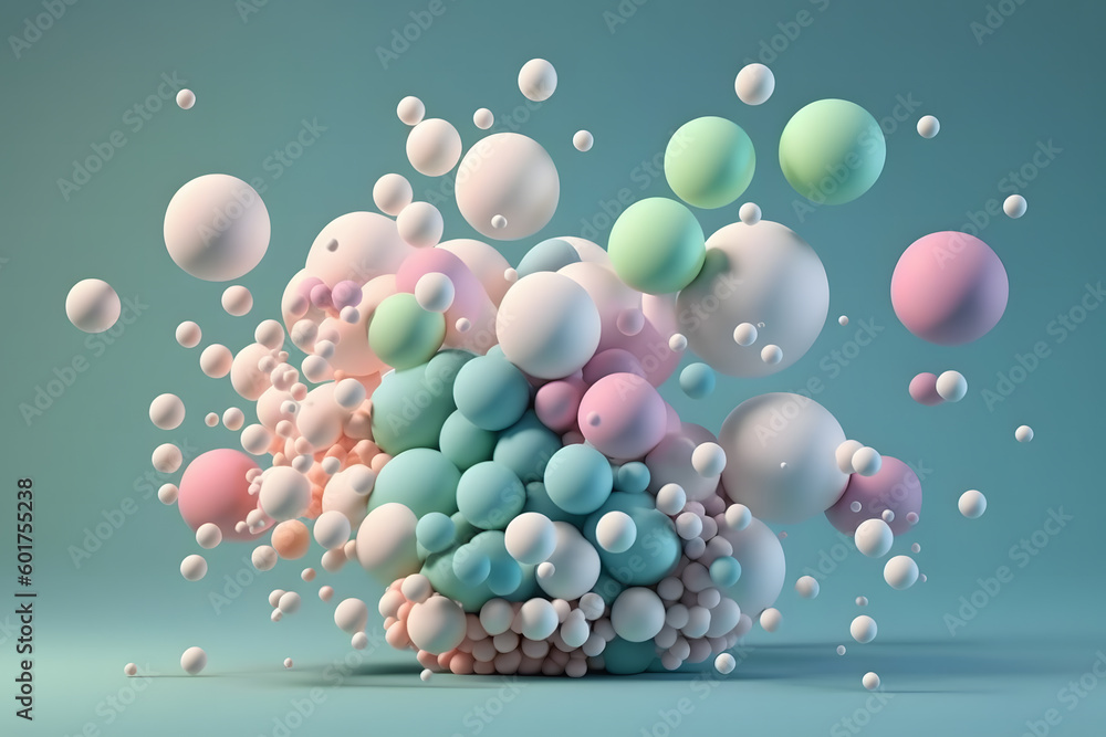 Generative AI 3D illustration of round shaped balloons of different ...