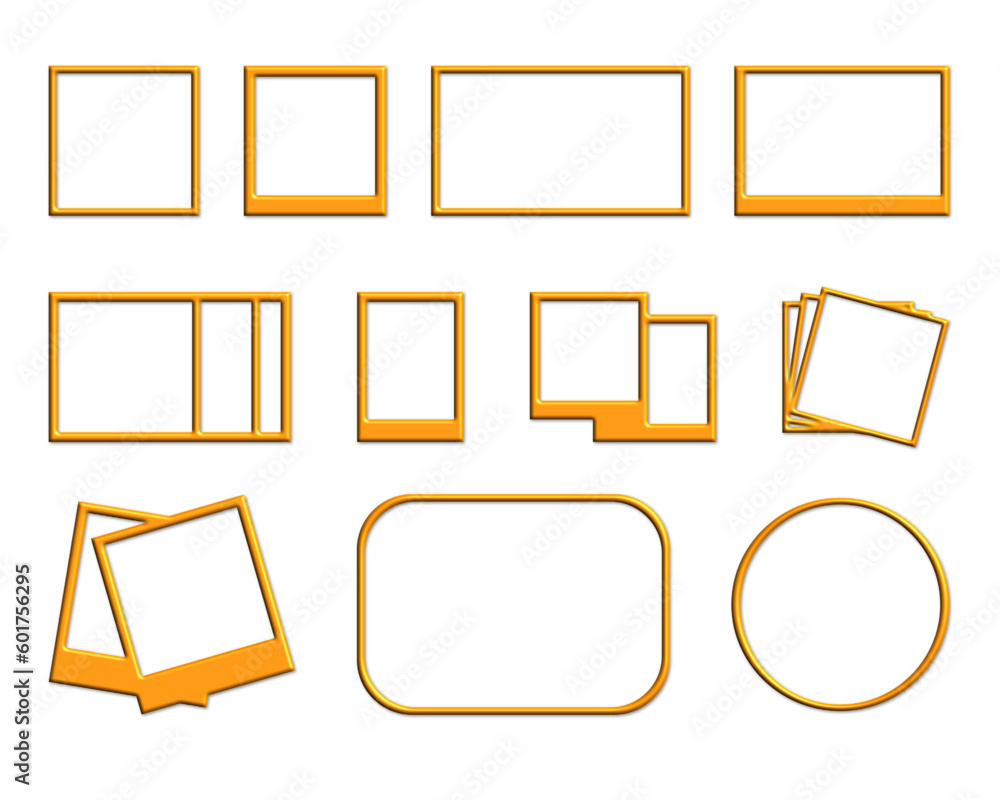 Realistic 3D picture frame collection with shadows isolated on ...