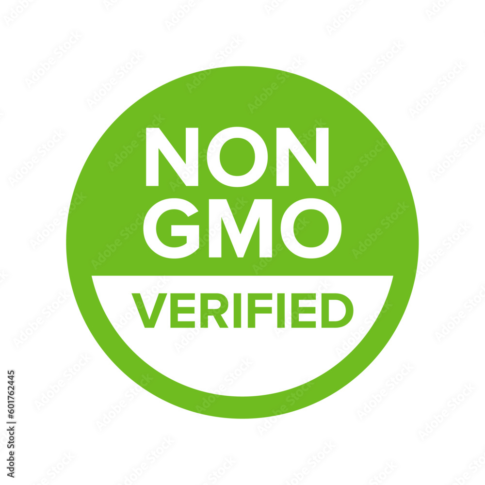 Non GMO verified label. GMO free icon. No GMO design element for tags, product packag, food ...