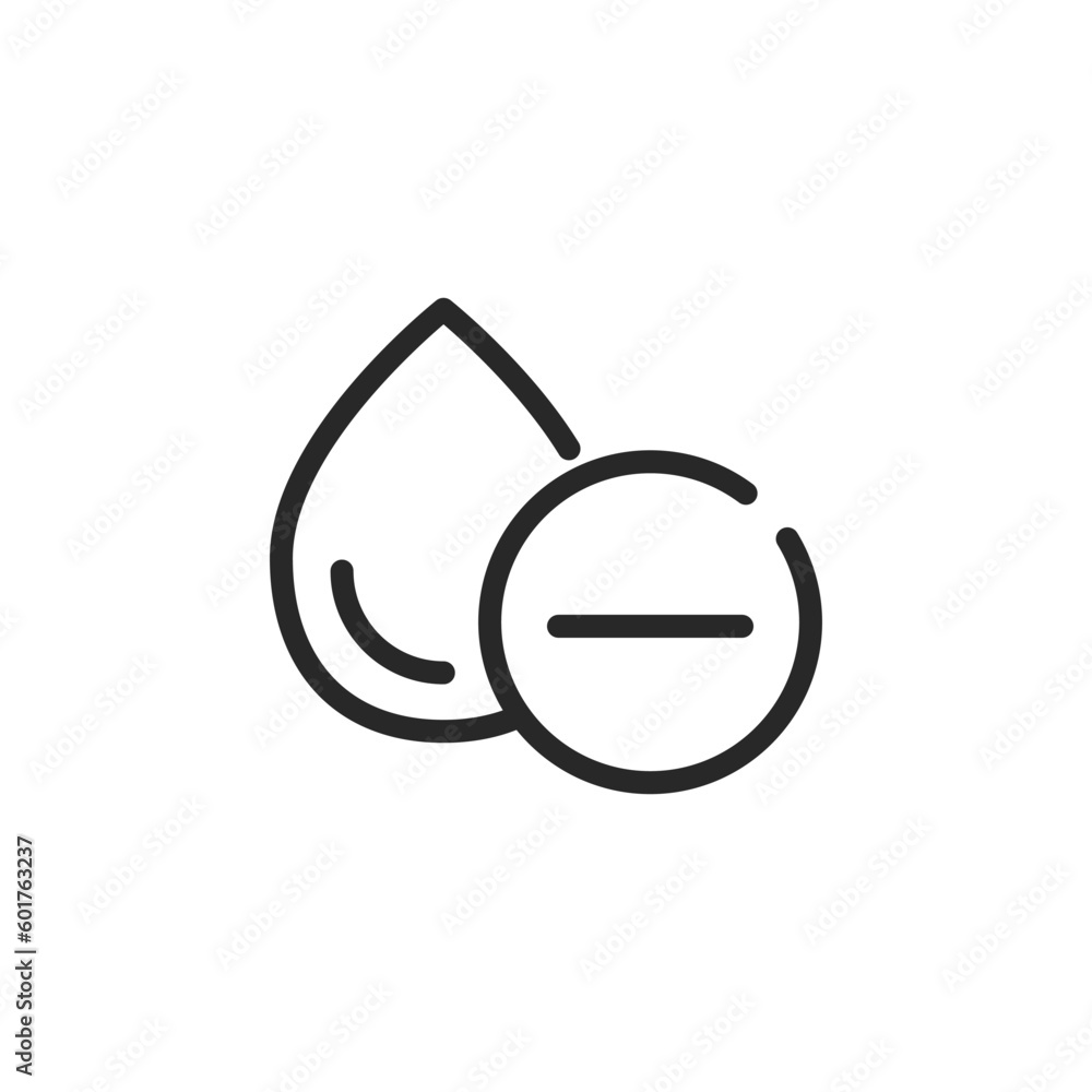 Water Minus Sign Icon. Water Drop with Minus Symbol, Water Reduction ...