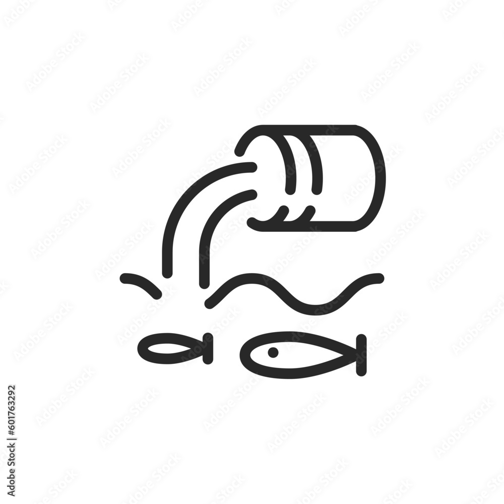 Water Pollution Icon. Vector Outline Symbol Concept of Toxic Waste ...