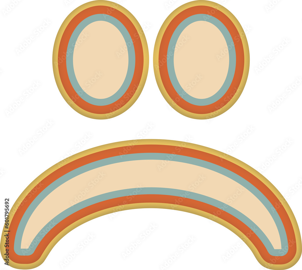 sad face emoji in retro colors ilustração do Stock | Adobe Stock