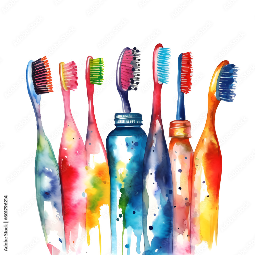 Toothbrush watercolor clipart, Transparent background - Generative Ai ...