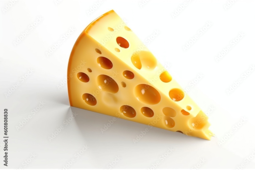 A savory wedge of Swiss cheese, known for its iconic holes and smooth ...