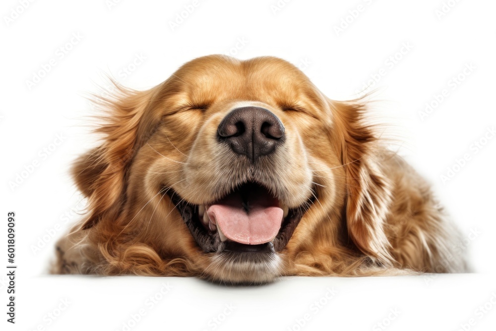 Adorable dog sleeping, smiling, and dreaming, a peaceful and ...