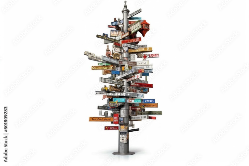 Signpost pointing in various directions to different destinations ...