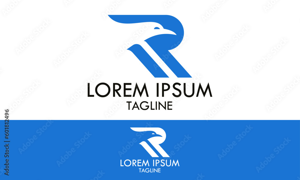 Blue Color Initial Letter R Flying Freedom Bird Logo Design Stock ...