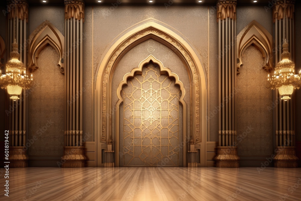 Mughal architecture Indo-Islamic wall backdrop Stock Illustration ...