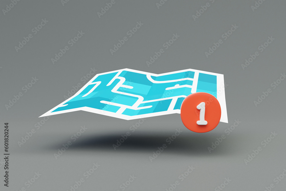 destination red location notification dot on street map icon; travel and navigation concept; 3D ...