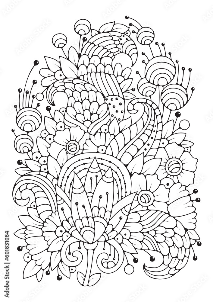 Art therapy. Illustration for coloring. Background with abstract ...