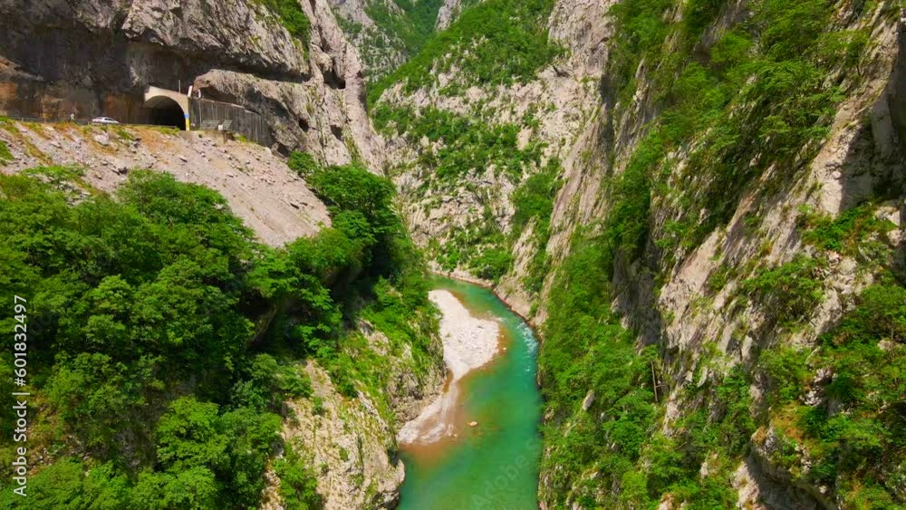 Aerial video of the stunning Moracha River canyon in Montenegro. Soar ...