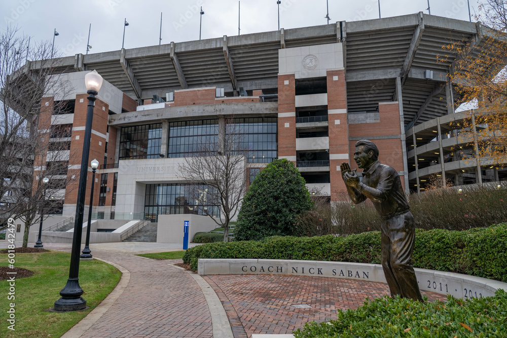 A statue of national championship winning football coach Nick Saban ...