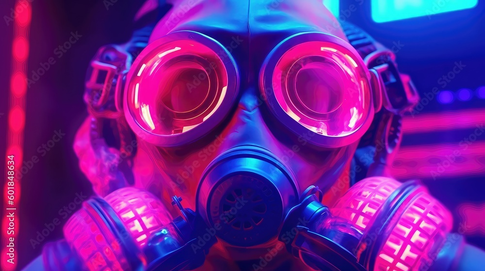 A person wearing a gas mask as prevention of possible gas leaks or ...